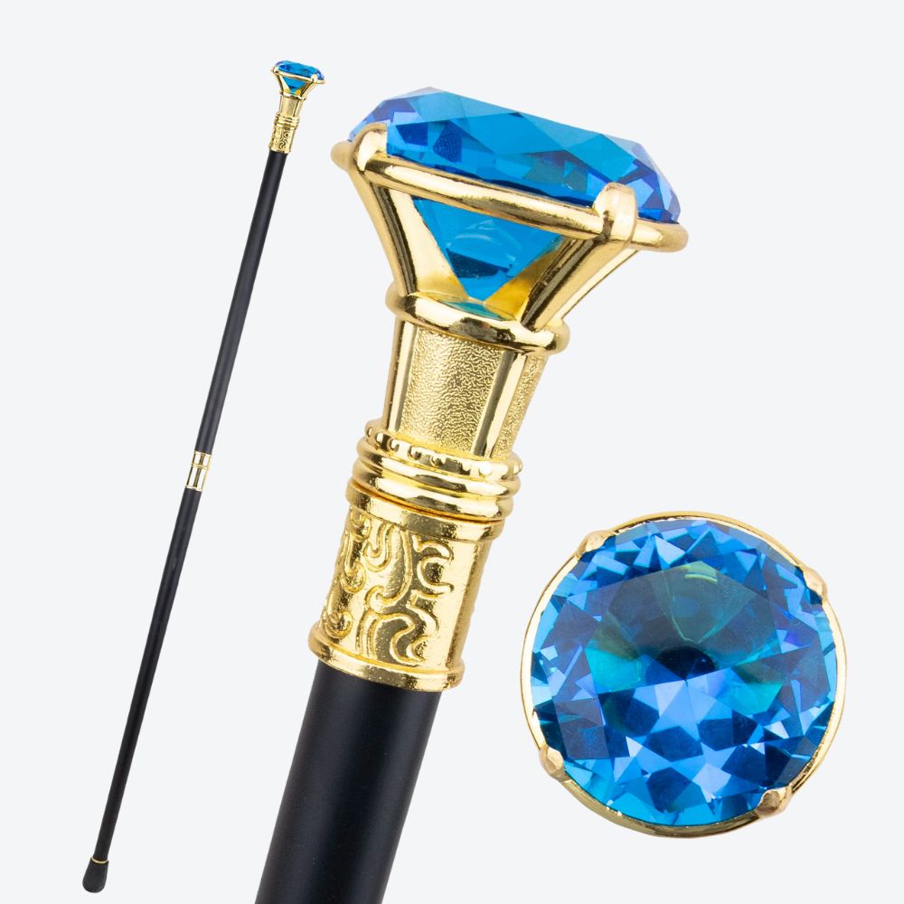 Luxury Golden Blue Diamond Cane