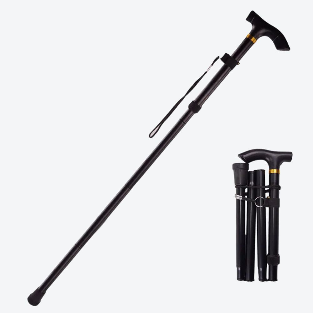 Ultra Light and Foldable Aluminum Cane in Black.